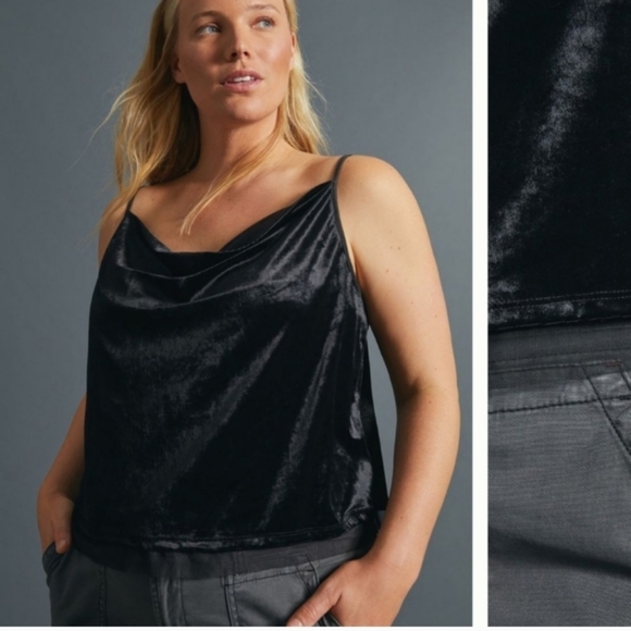 Anthropologie | Tops | Anthro Maeve Black Velvet Tank Top Xl | Poshmark